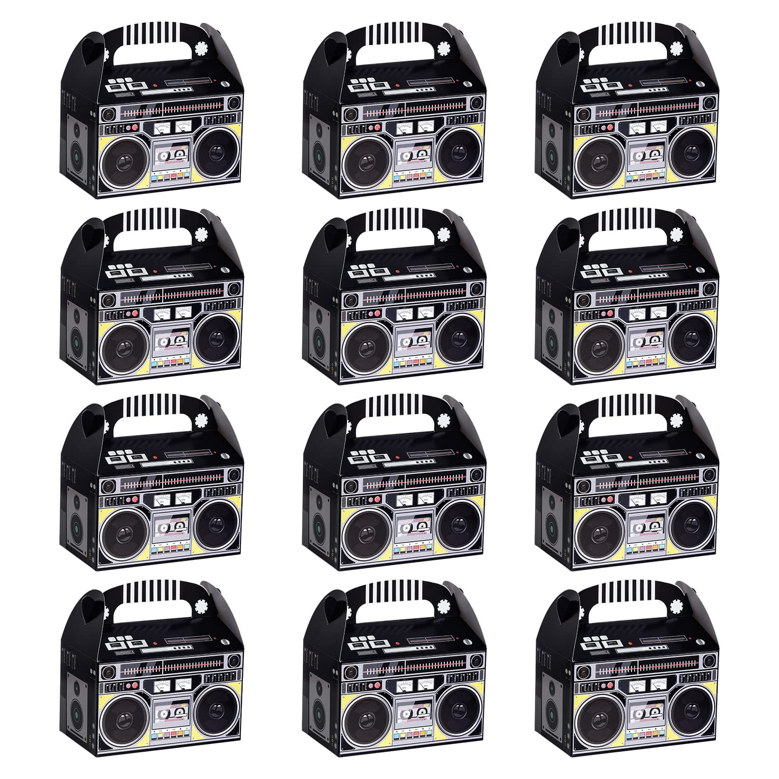 12 Pieces 80s 90s Novelty Boom AIS1 Favor Boxes Boombox Prop Radio ...