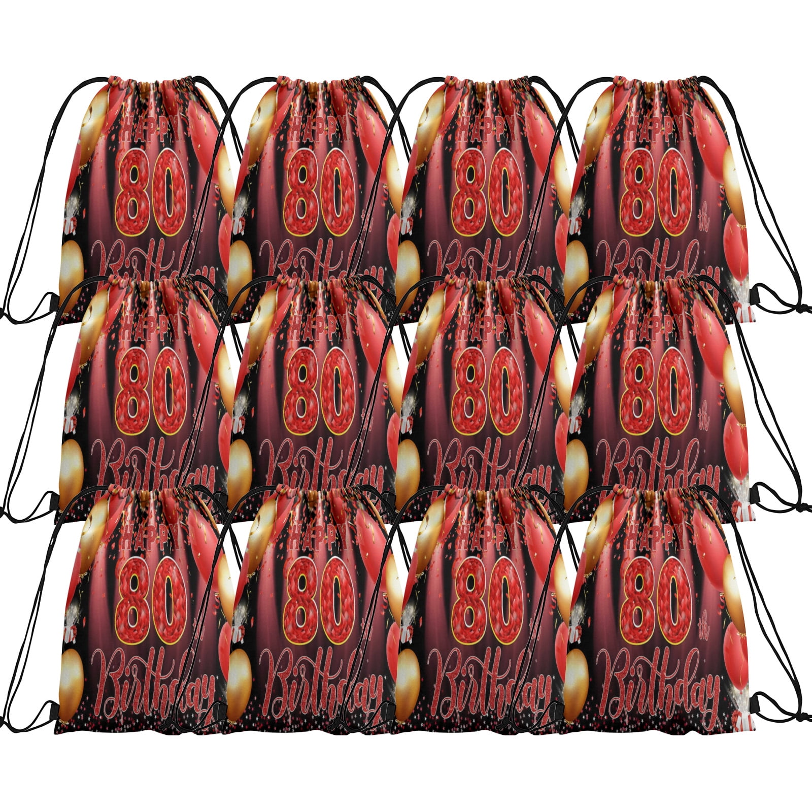12 Pieces 80th Candy Drawstring Bag, Drawstring Goodie Favor Bags for ...
