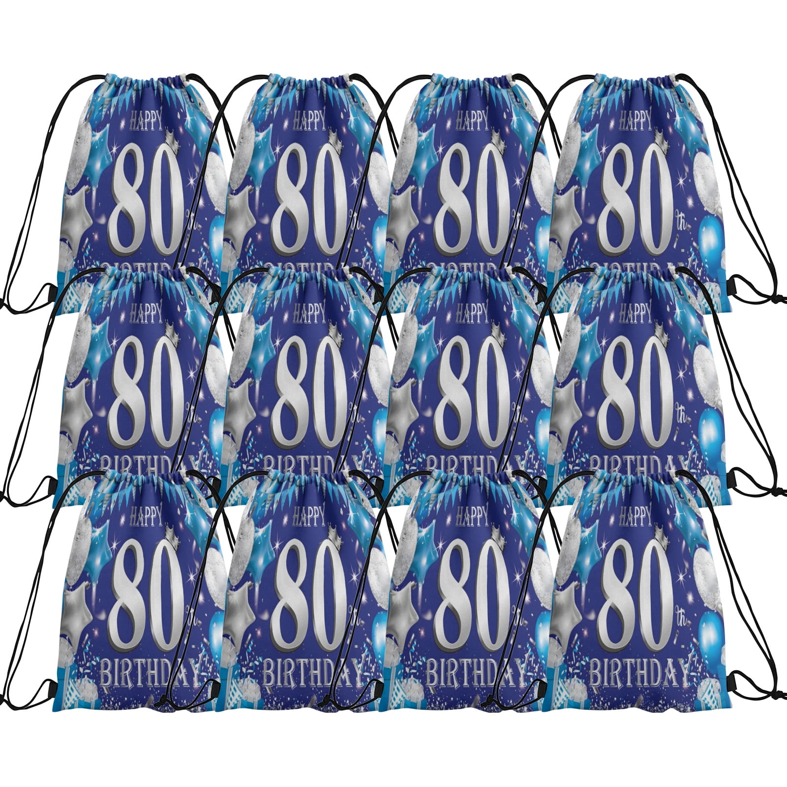 12 Pieces 80th Candy Drawstring Bag, Drawstring Goodie Favor Bags for ...