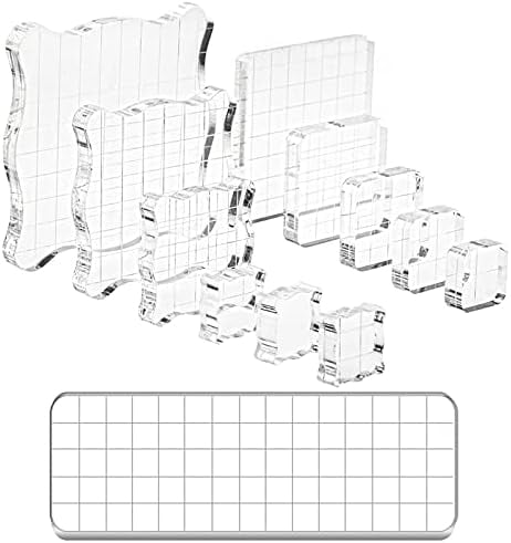 12 Pieces Acrylic Stamp Blocks, Assorted Sizes Clear Acrylic Mounting ...