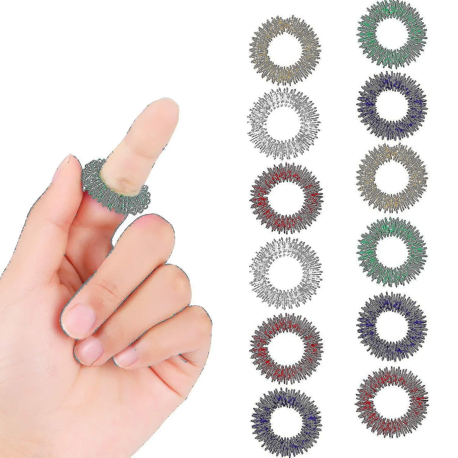 12 Pieces Acupressure Ring Spiky Sensory Finger Rings Massage Rings Se - Walmart.com