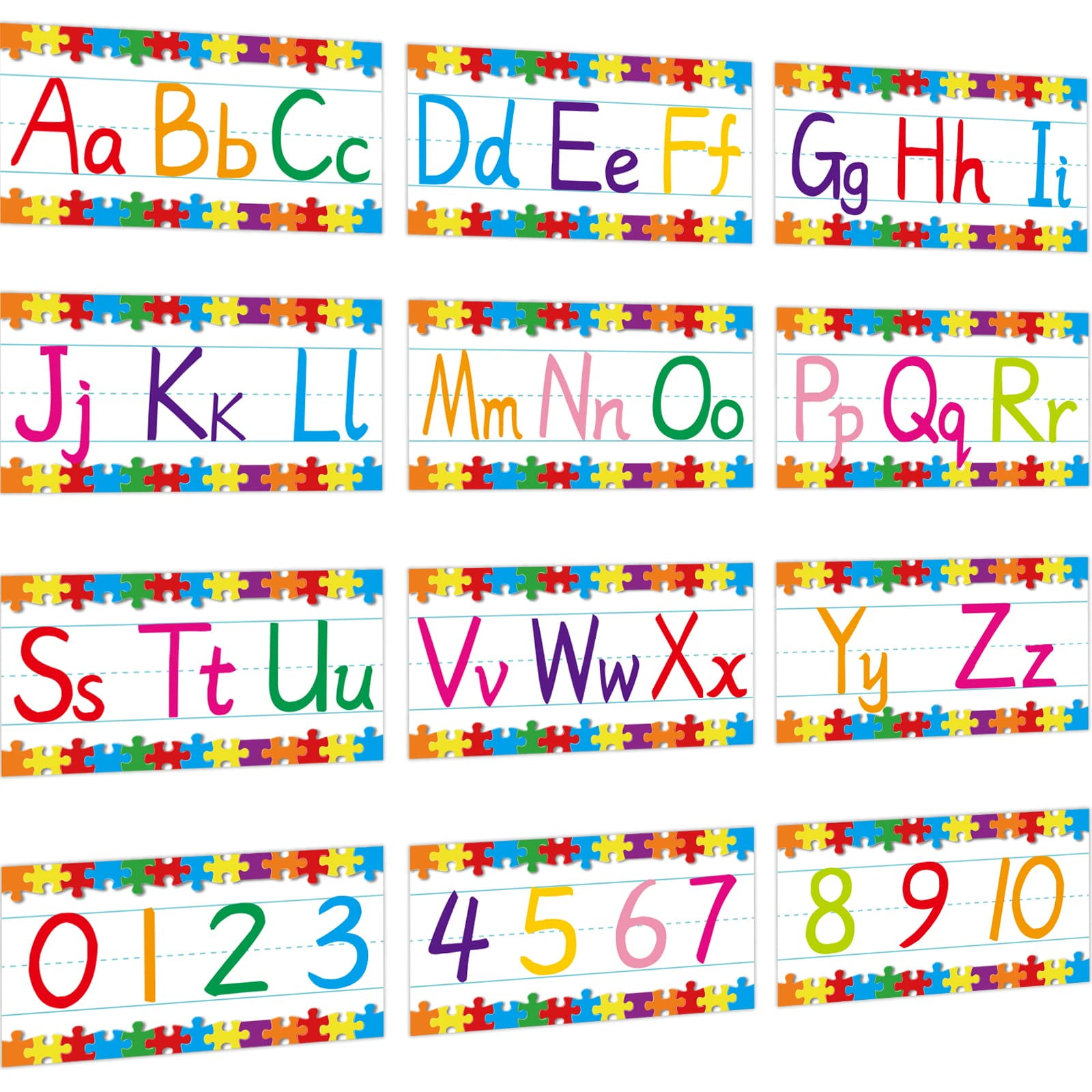 12 Pieces Alphabet Bulletin Board Strips Set Alphabet Line ABC Alphabet ...