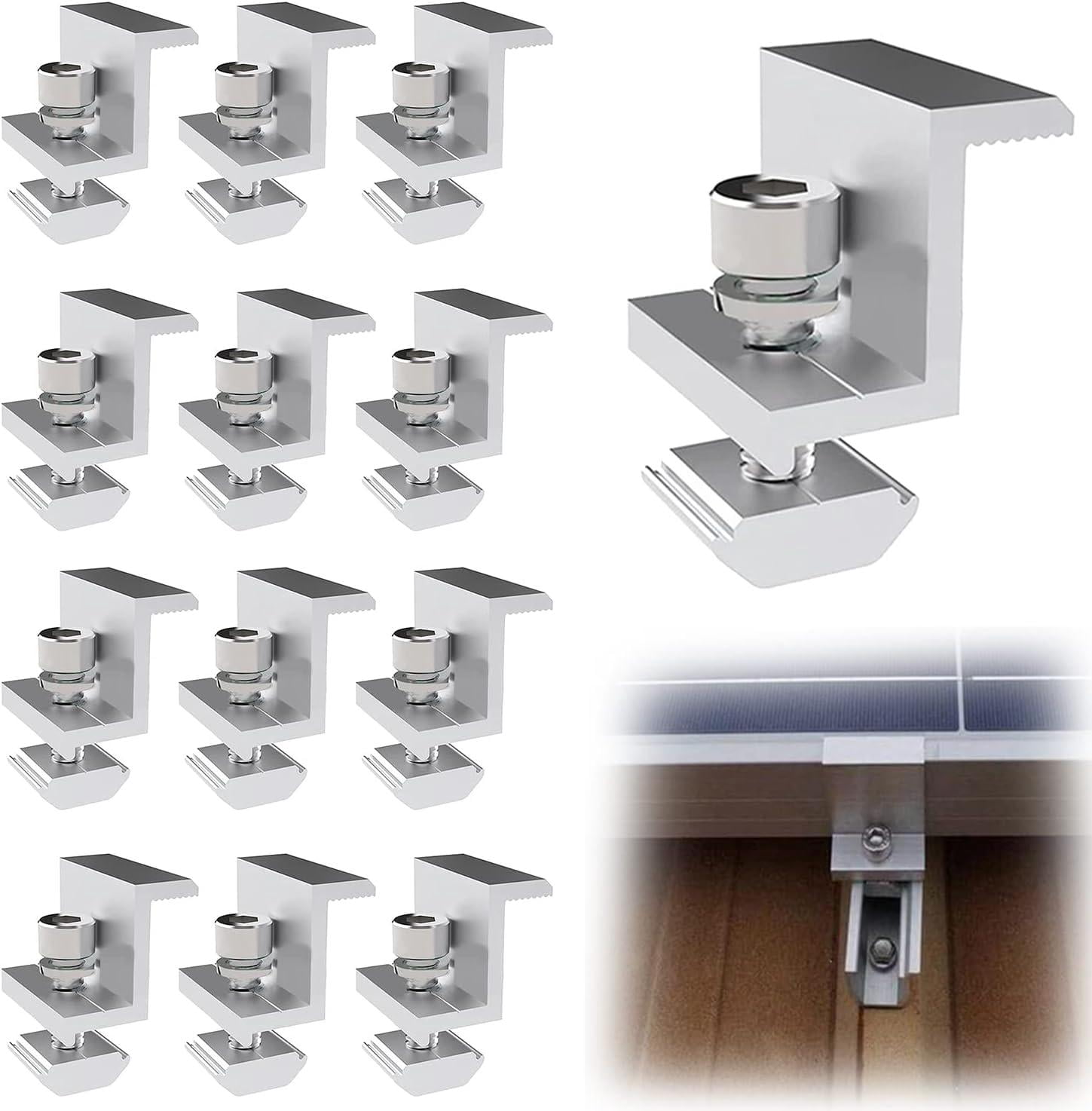 12 Pieces Aluminum Solar Panel Clamp Bracket, Z Solar Panel Mounting ...