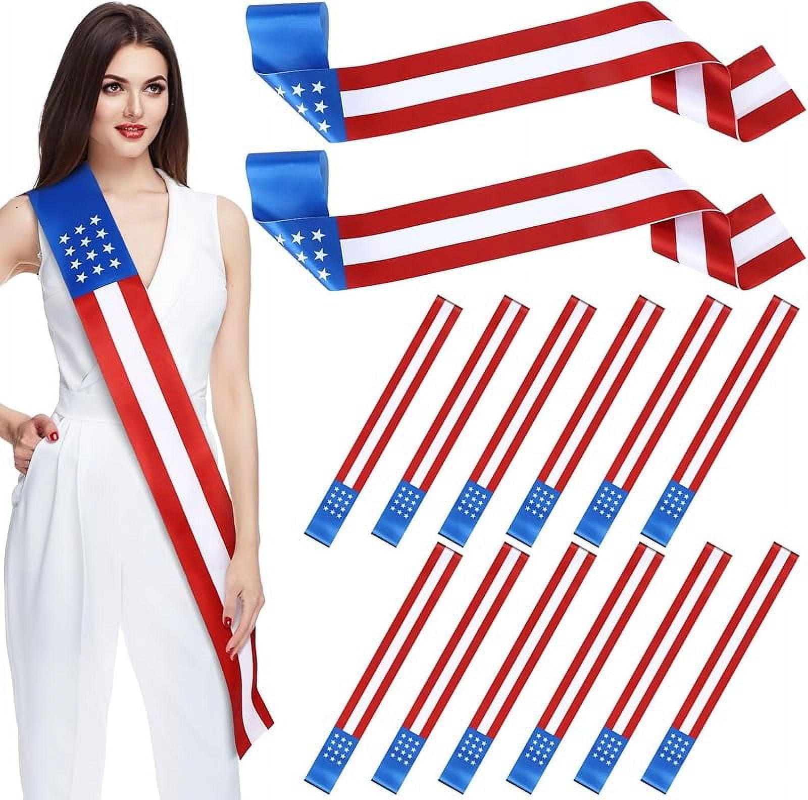 12 Pieces American Flag Sashes Patriotic Leis Fourth of July Sash ...