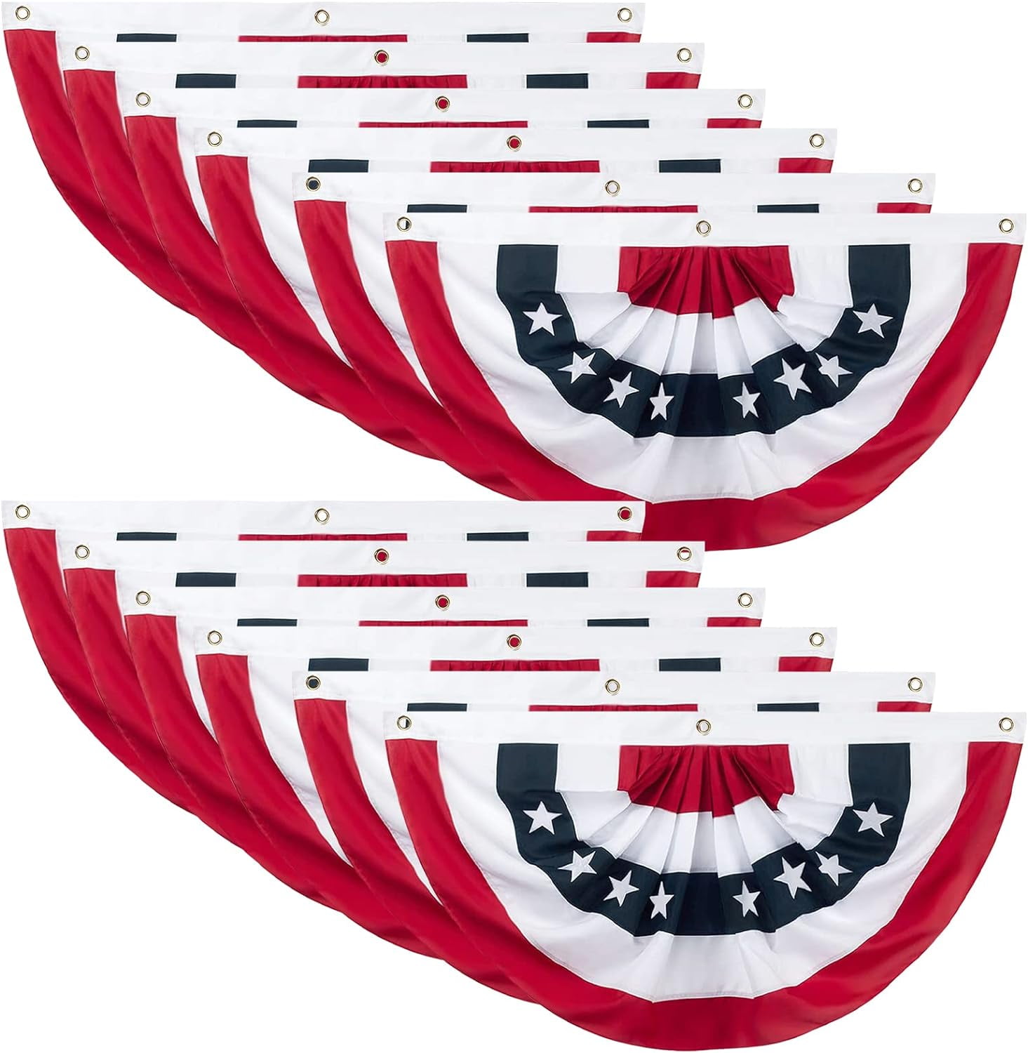 12 Pieces American Pleated Fan Flag, 3 X 1.5 Ft USA Patriotic Pleated ...