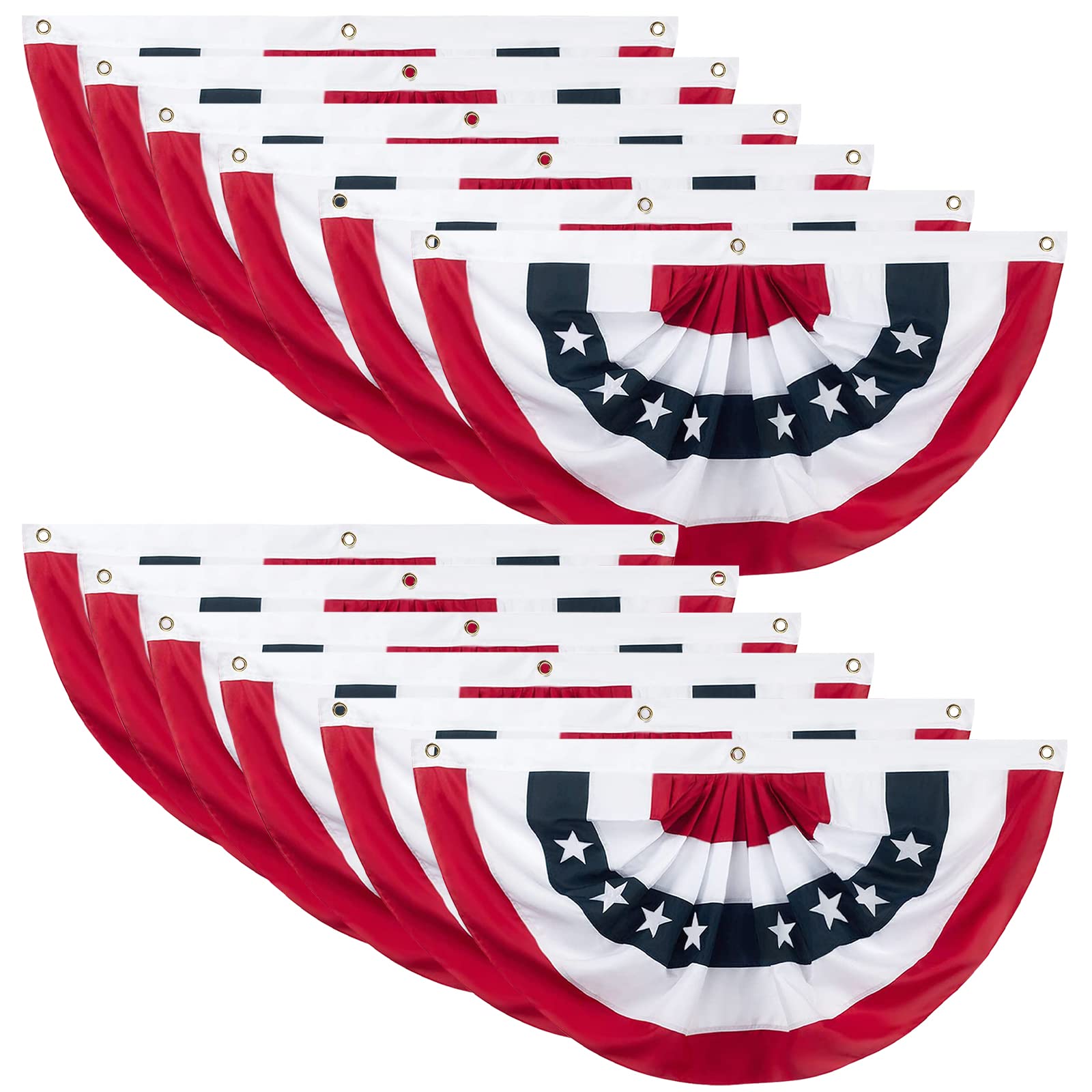12 Pieces American Pleated Fan Flag, 3 X 1.5 Ft USA Patriotic Pleated ...