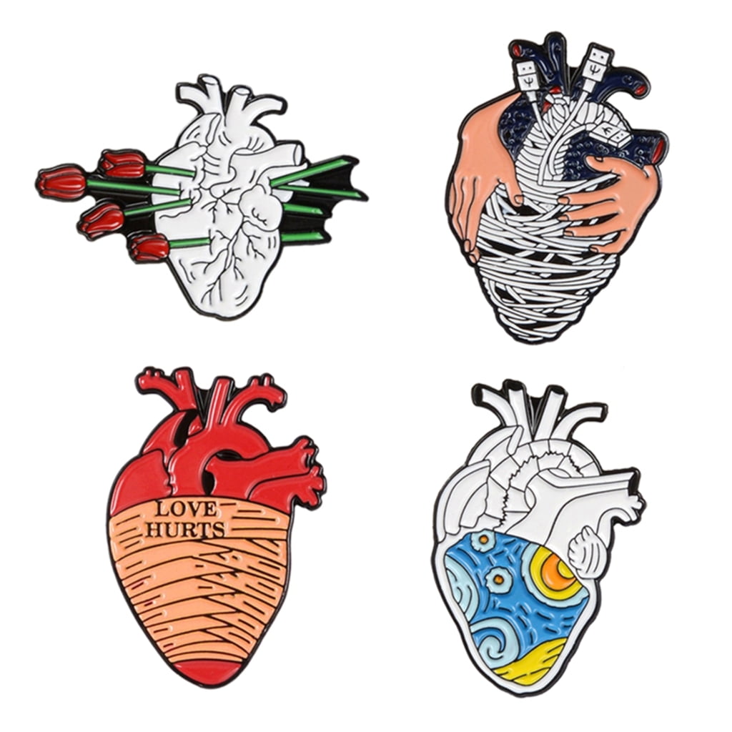 12 Pieces Anatomical Heart Pin Kit Medical-Pinning Ceremony Enamel ...