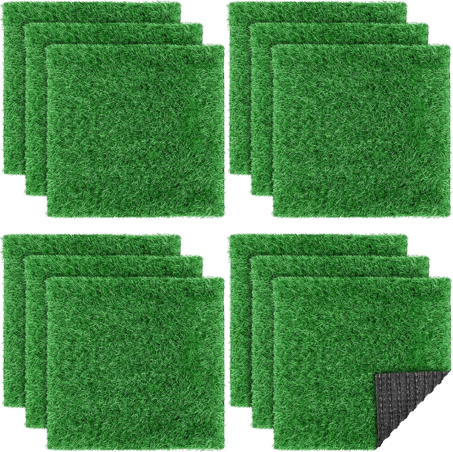12 Pieces Artificial Grass Mat Square 12 x 12 Inch Fake Patch Indoor ...