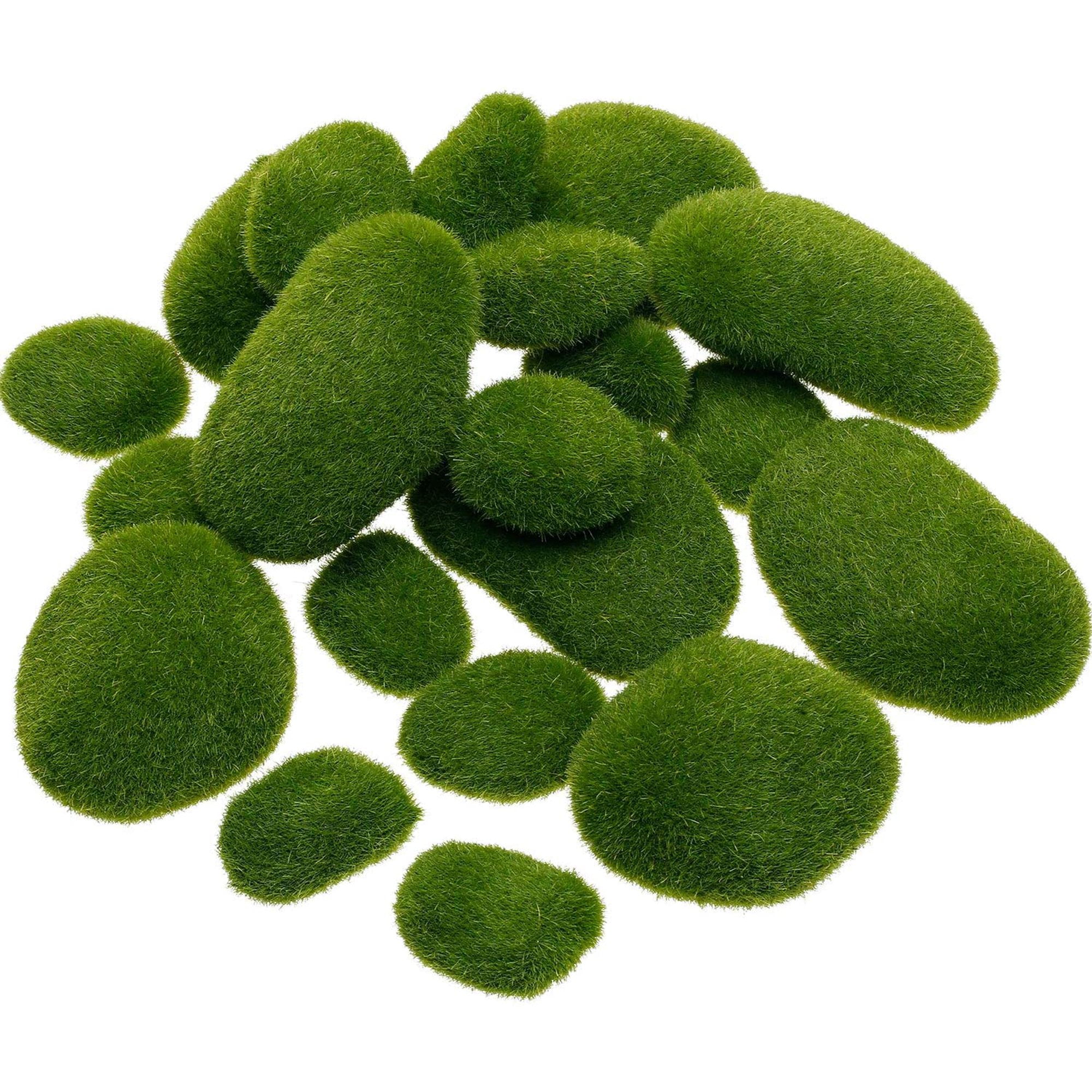 12 Pieces Artificial Moss Rocks Decorative Faux Green Moss Covered ...