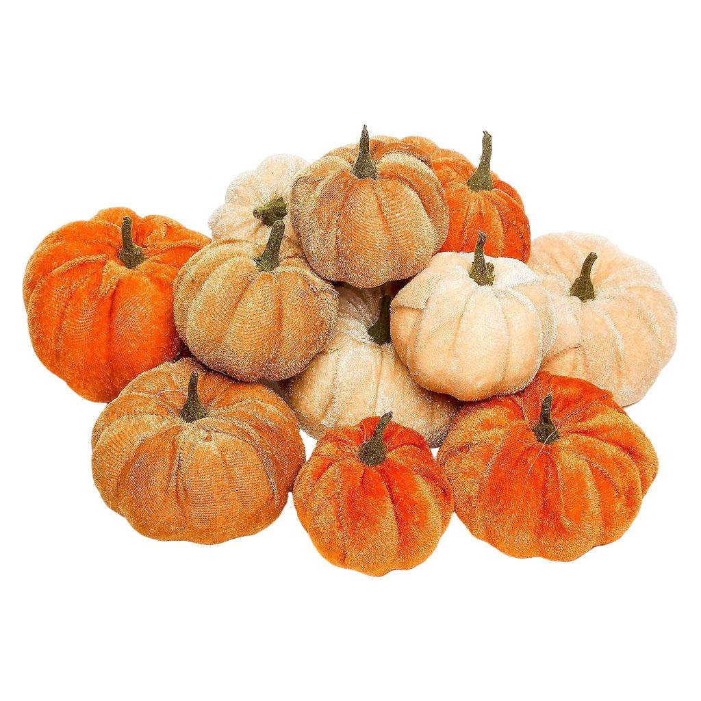 12 Pieces Assorted Mini Velvet Pumpkins Different Colour Pumpkins for ...