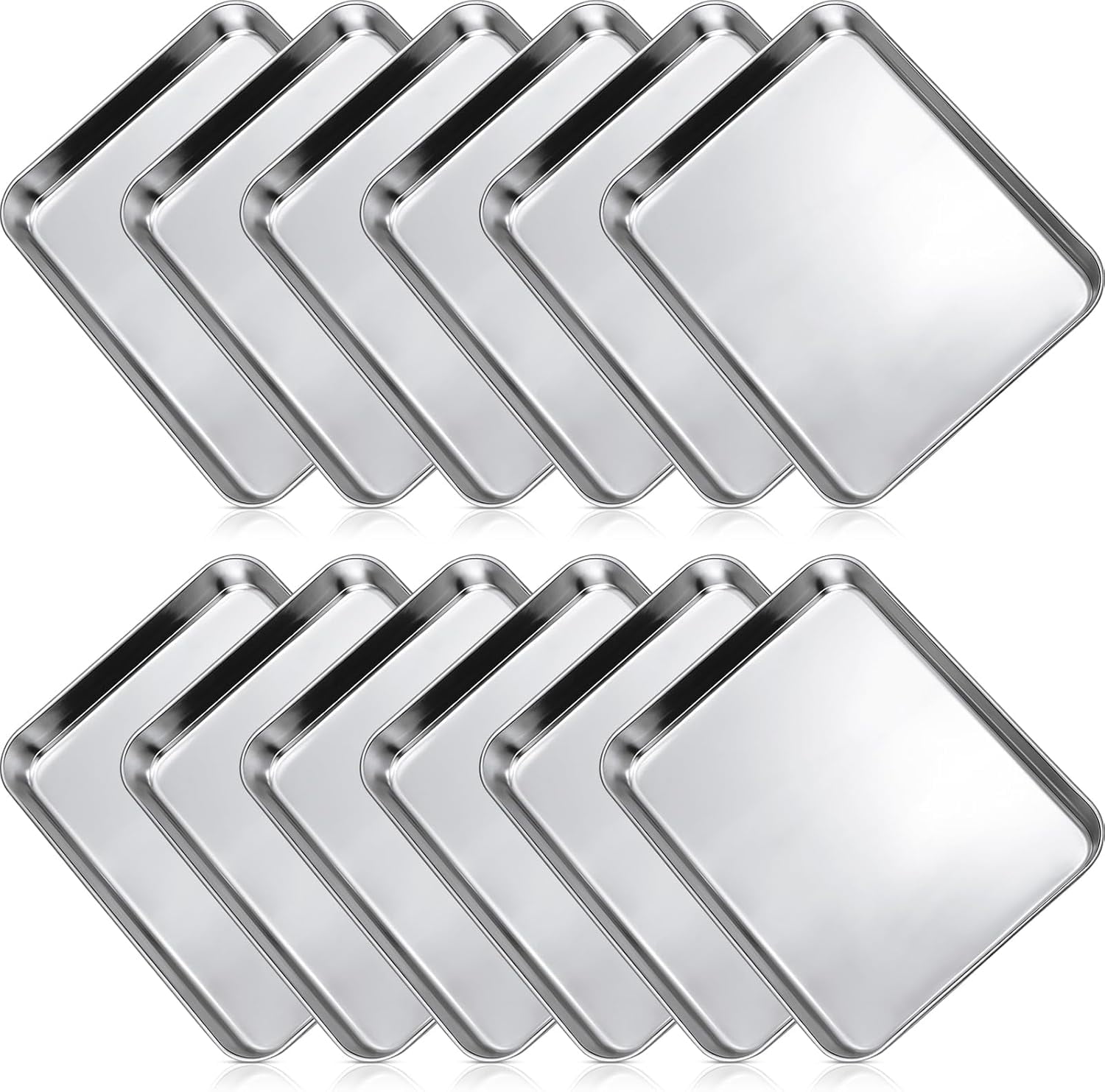 12 Pieces Baking Sheet Pan Cookie Sheet Set for Oven Stainless Steel ...
