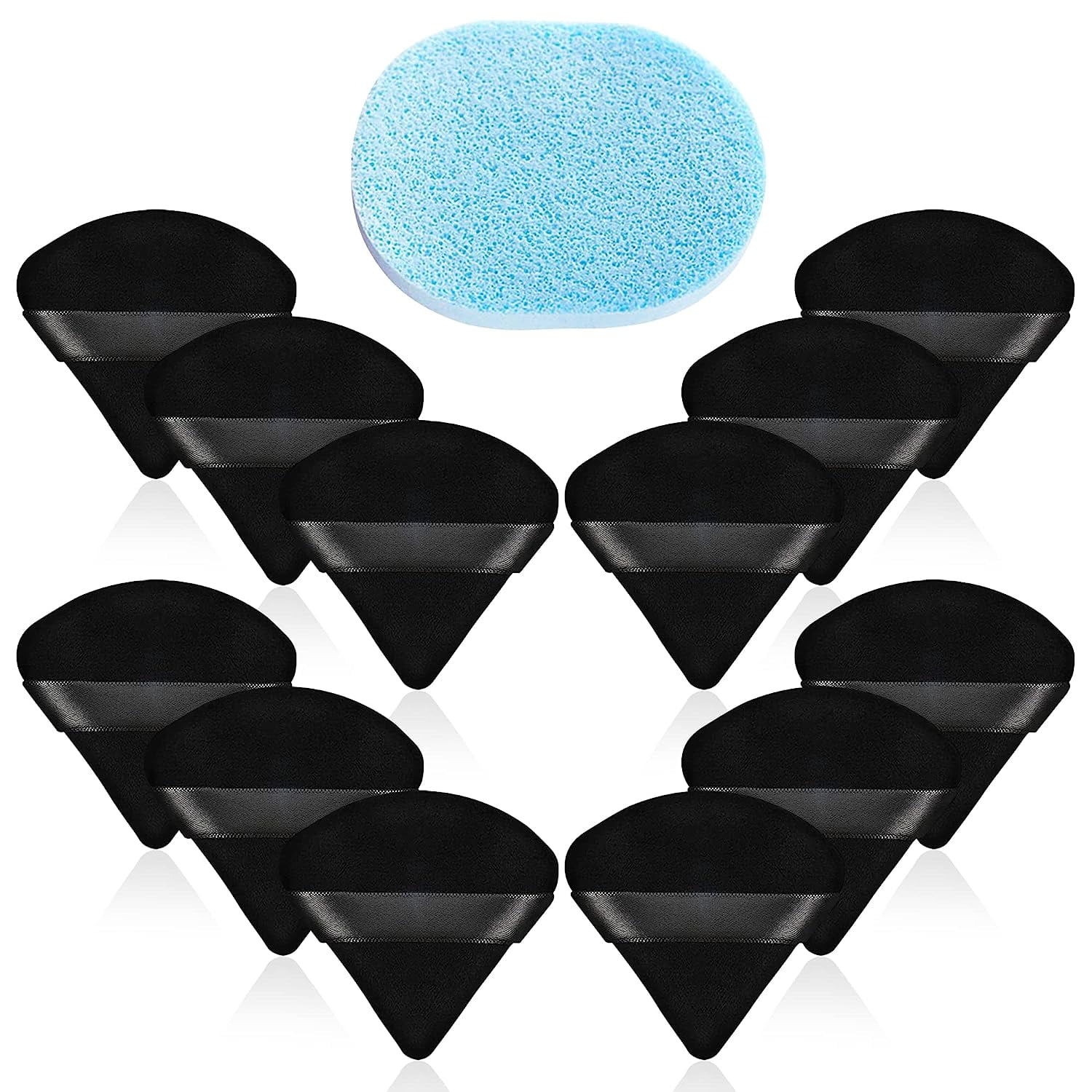12 Pieces Black Triangle Powder Puff with Cleansing Puff for Face ...