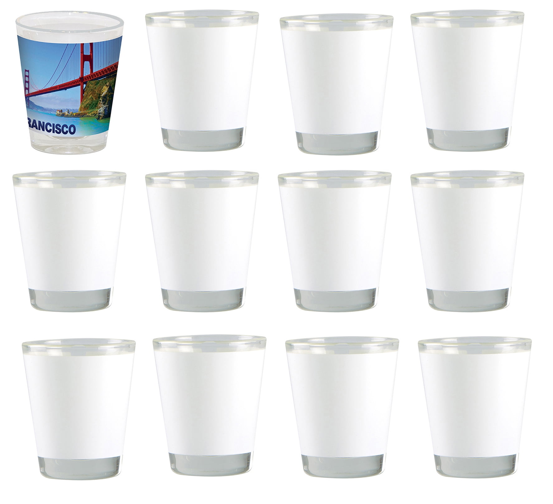 12 Pieces Blank Sublimation Shot Glasses 1.5 ounces White Patch Heat ...