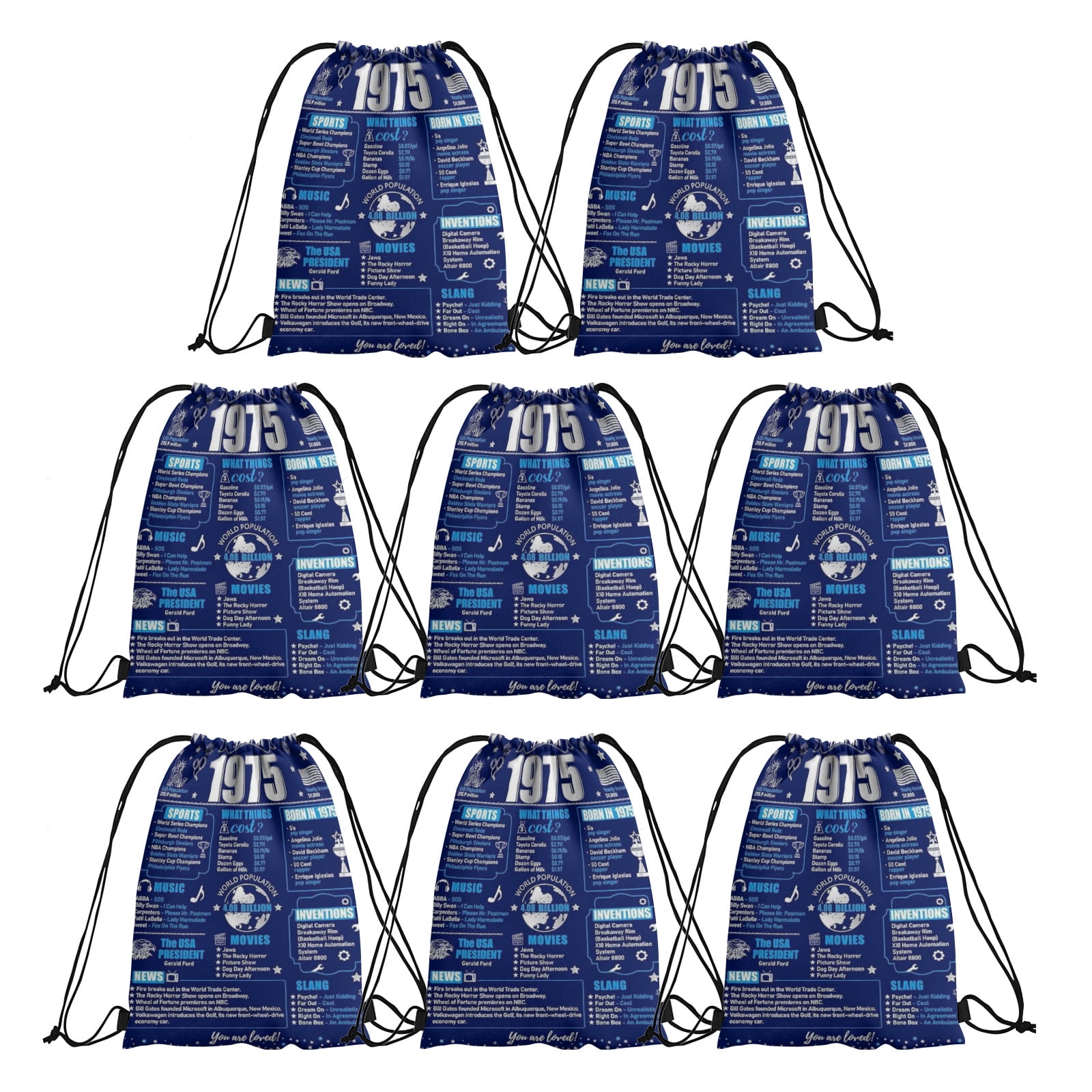 12 Pieces Blue Back in 1975 Poster Candy Drawstring Bag, 50th Birthday ...