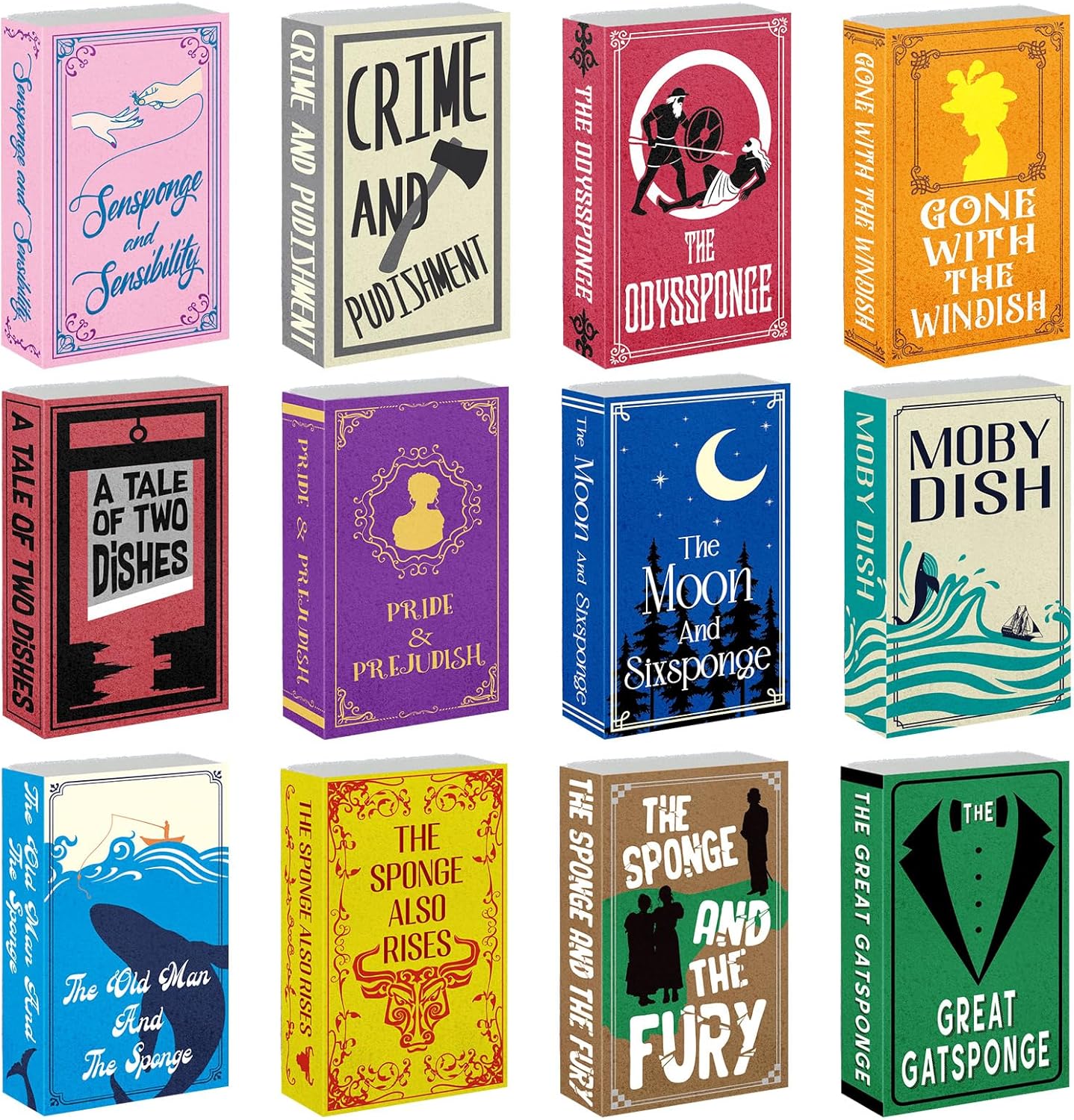 12 Pieces Book Kitchen Sponges Novels Sponges Fun Non-Scratch Scrub for ...