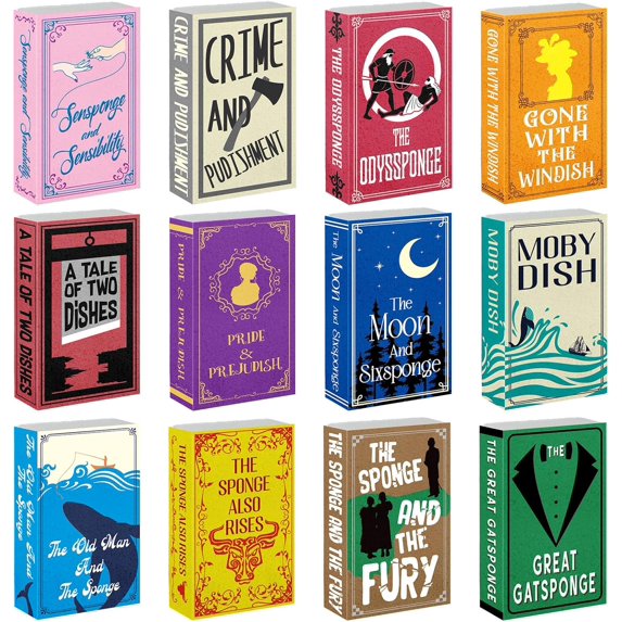 12 Pieces Book Kitchen Sponges Novels Sponges Fun Non-Scratch Scrub for ...