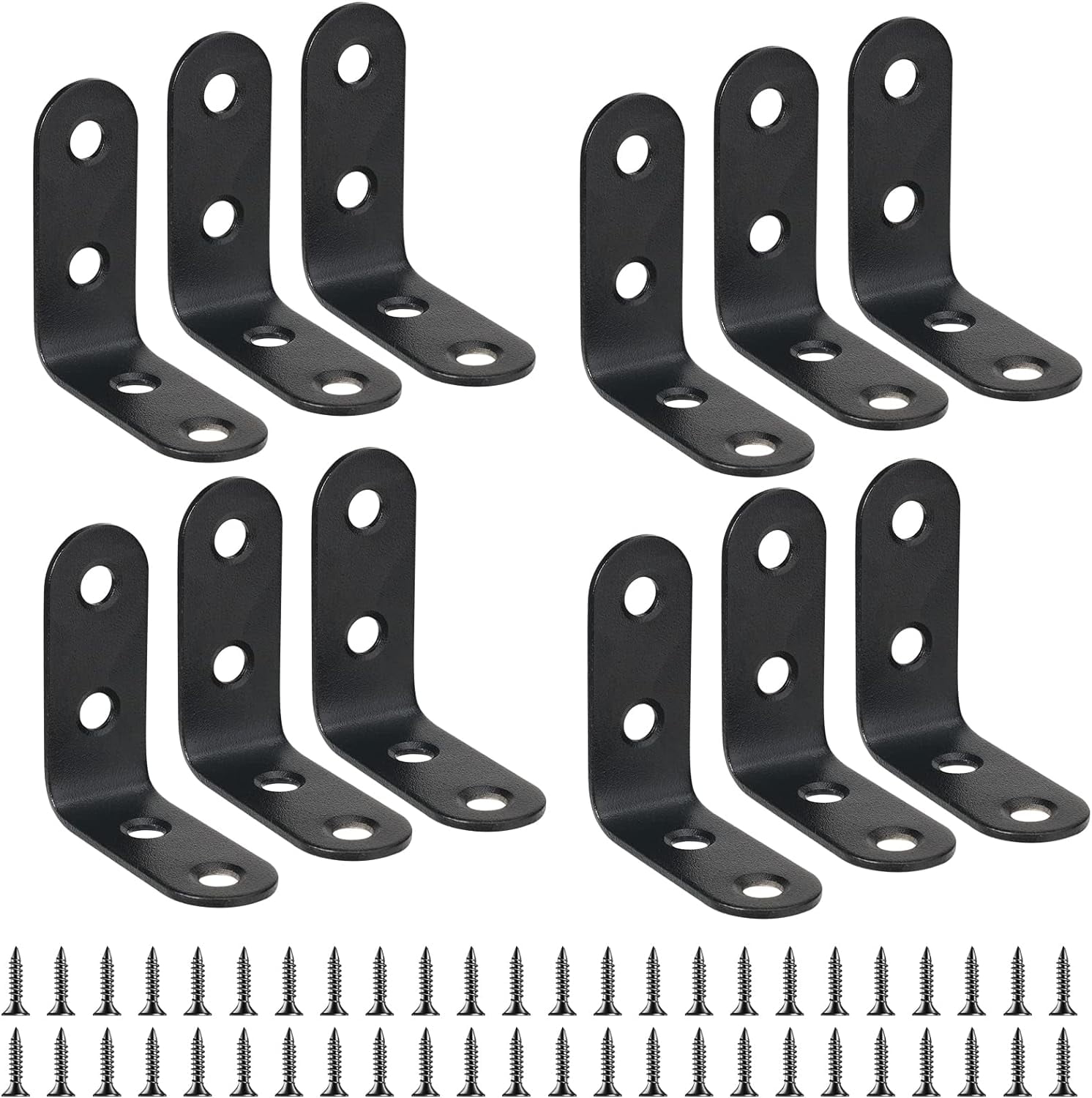12 Pieces Bracket 40Mmx40Mm Bracket Black Right Angle L-Shaped Bracket ...