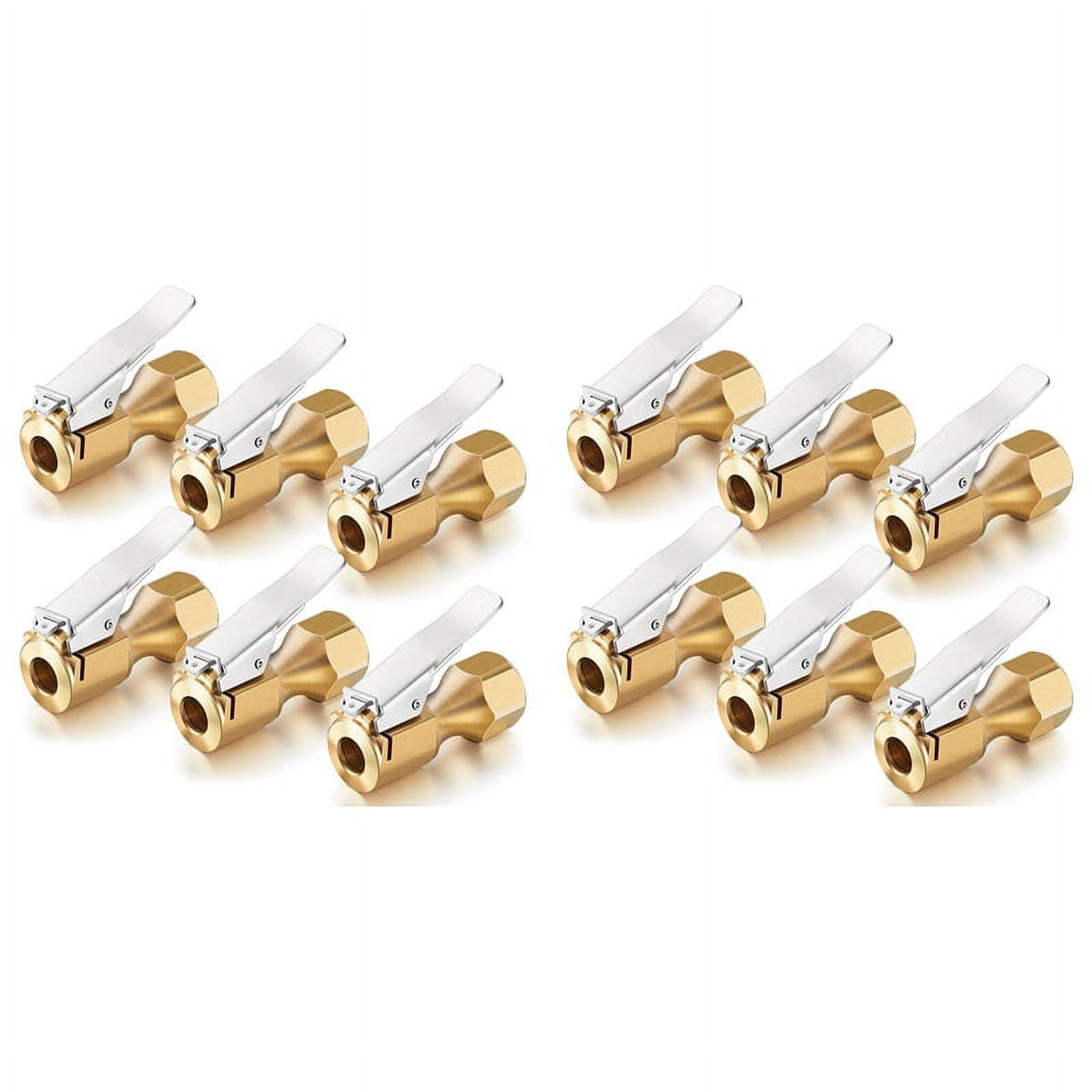 12 Pieces Brass Air Chuck Open Flow Straight Tire Chuck with Clip for ...