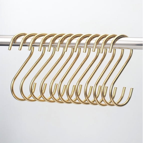 12 Pieces, Brass S Shaped Hooks, Gold Coat Clothes Towel Hangers ...