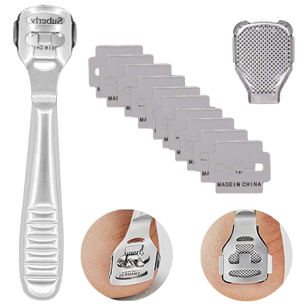 12 Pieces Callus Shaver Set, 10 Replacement Slices Blades 1 Stainless ...