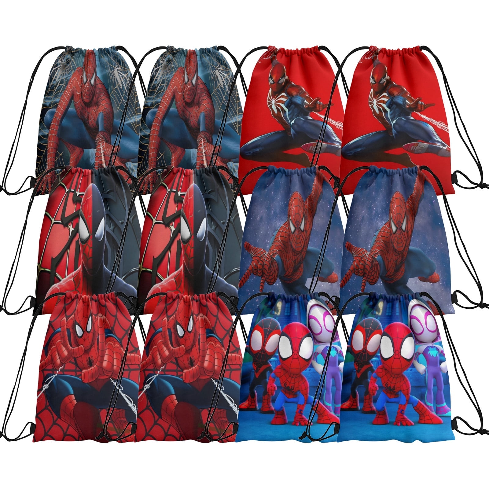 12 Pieces Candy Drawstring Bag for Cartoon Spide , Drawstring Goodie ...