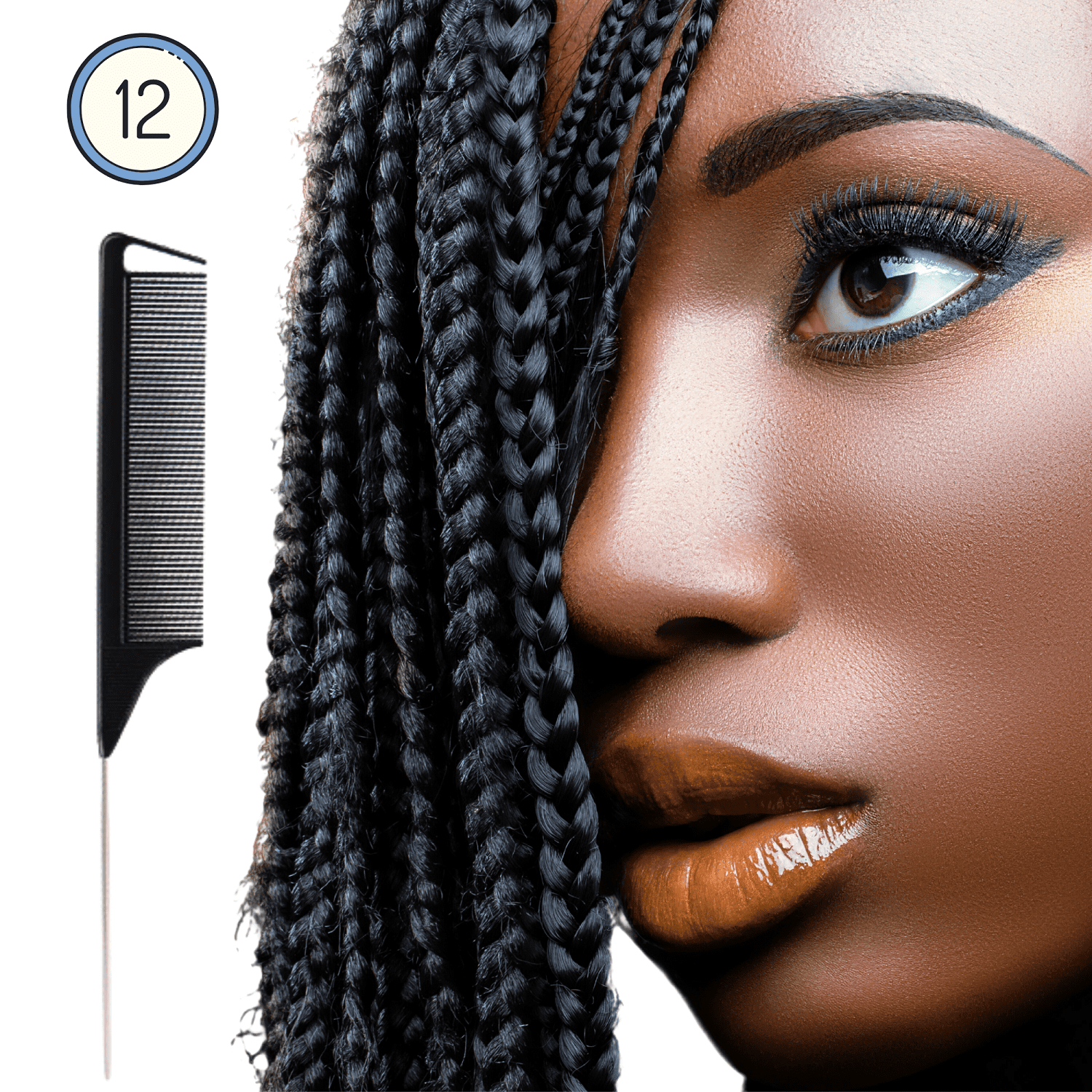 12 Pieces Carbon Fiber Parting Tail Comb Cutting Comb Set, Stainless ...