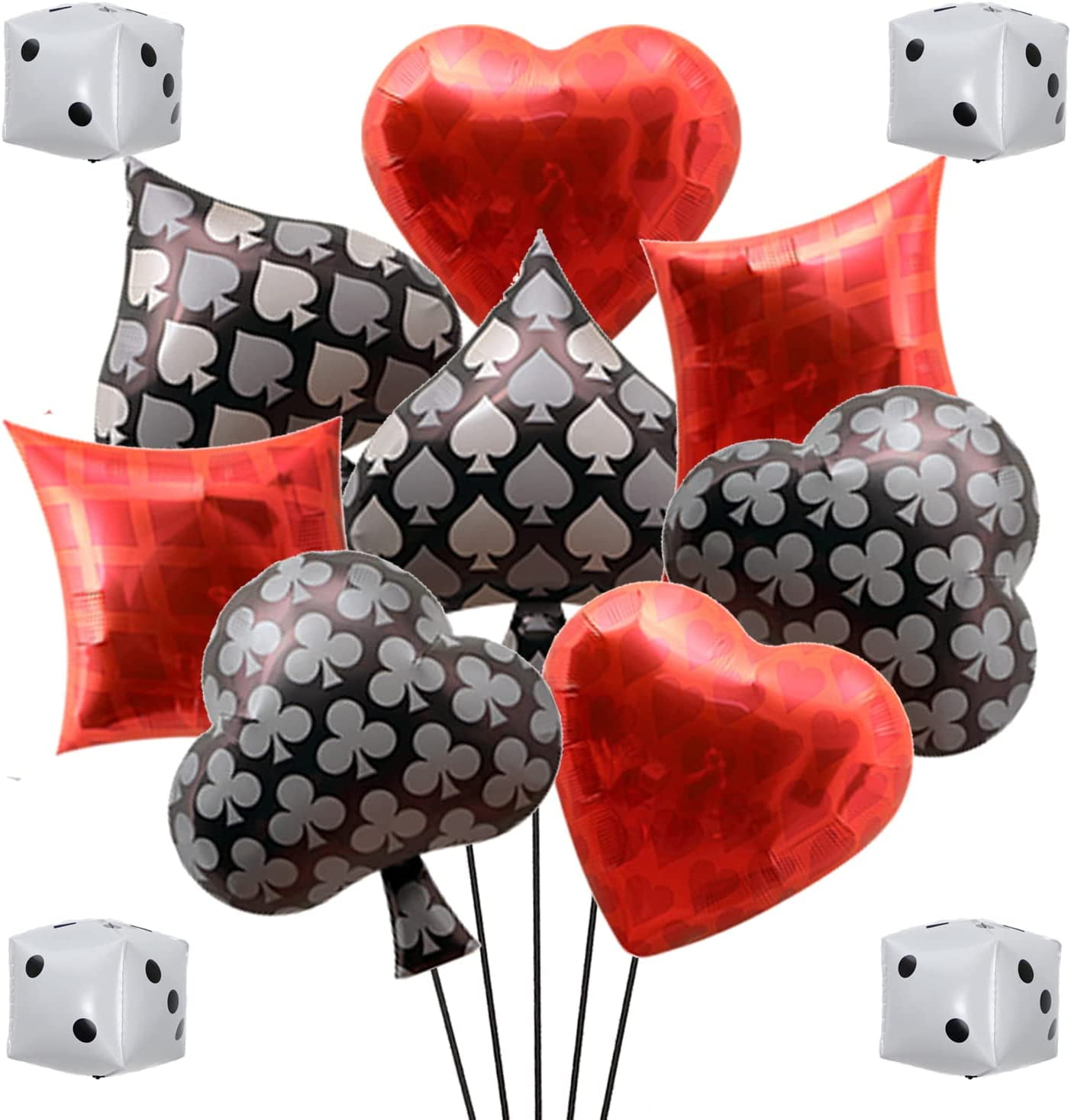 12 Pieces Casino Theme Party Balloons Playing Cards Balloons Casino ...