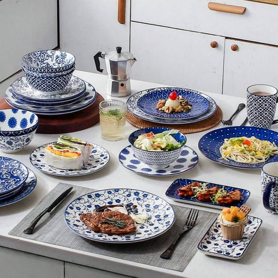 12 Pieces Ceramic Dinner Plate Set, Including 8.5 Inches Round Dinner ...