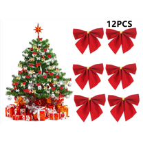 Happon 12 Pcs Christmas Tree Bows Mini Red Bowknot 2 in Xmas Tree ...