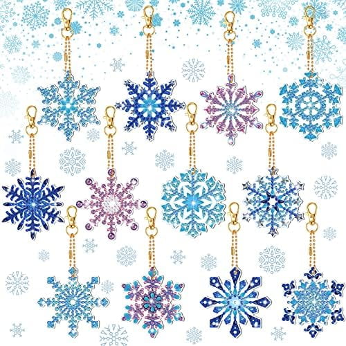 12 Pieces Christmas Diamond Painting Keychain Kit 5d DIY Diamond Art ...