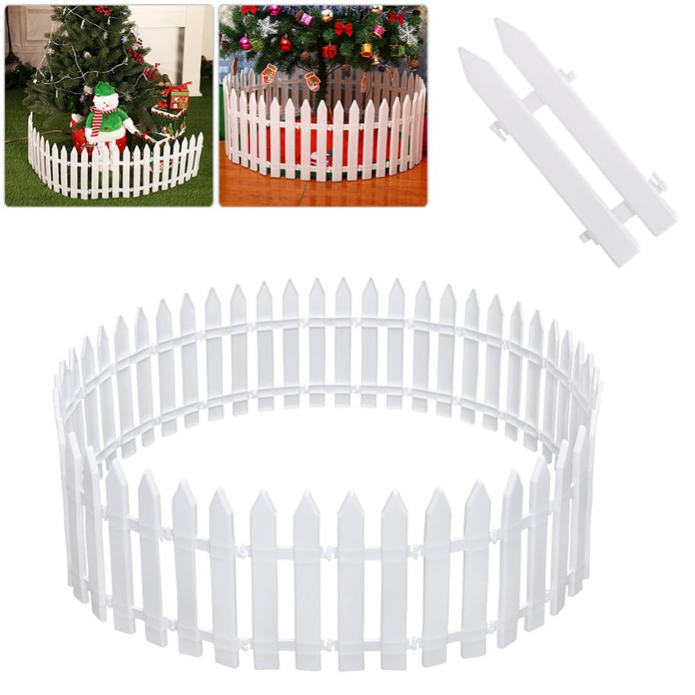 12 Pieces Christmas Tree Fences White Picket Fence Border 4.3 x 11.4 Inches Mini Plastic ...
