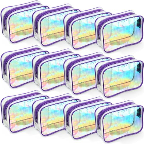 12 Pieces Clear Makeup Bags Cosmetic Storage Bags PVC Zipper Pouches ...