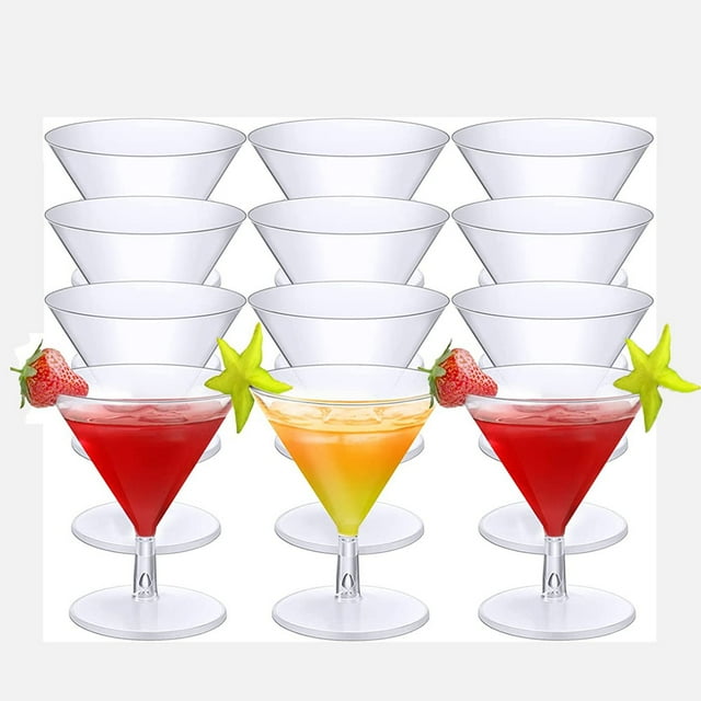 12 Pieces Clear Plastic Martini Glasses, Disposable Mini Dessert Cups ...