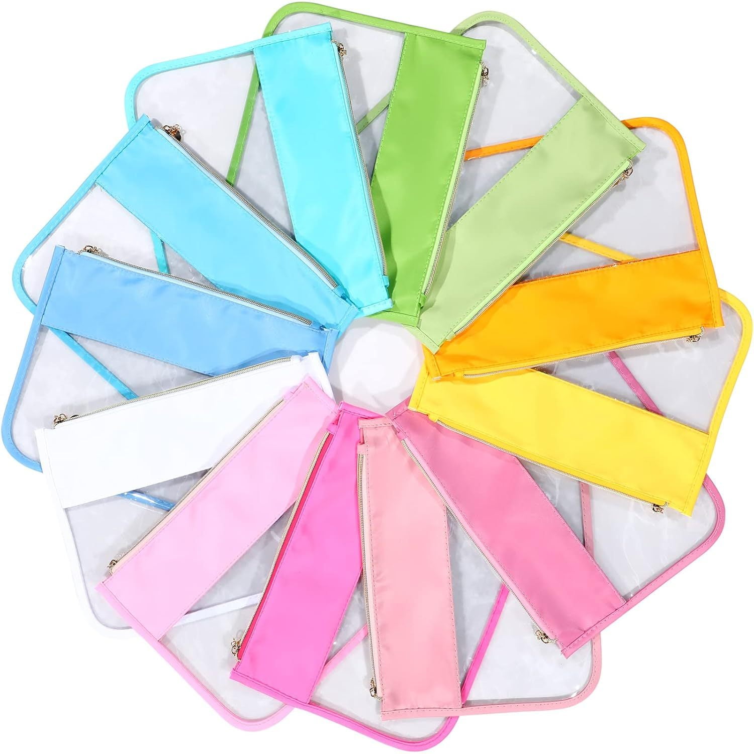 12 Pieces Clear Zipper Pouch for Travel Nylon Makeup Bag Waterproof ...