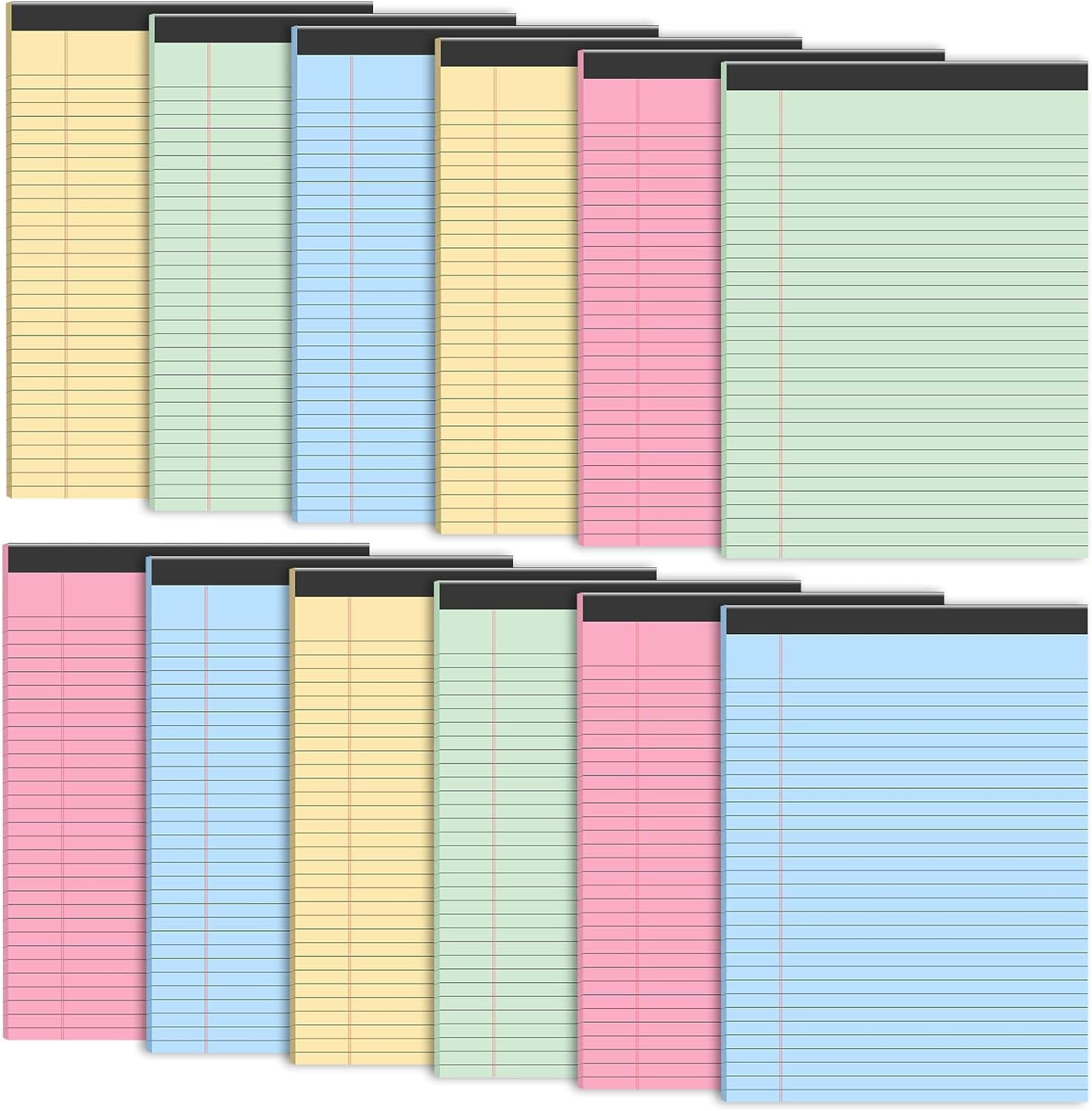 12 Pieces Colored Legal Pad 8.5" x 11.75" Writing Pads Wide Ruled Note ...