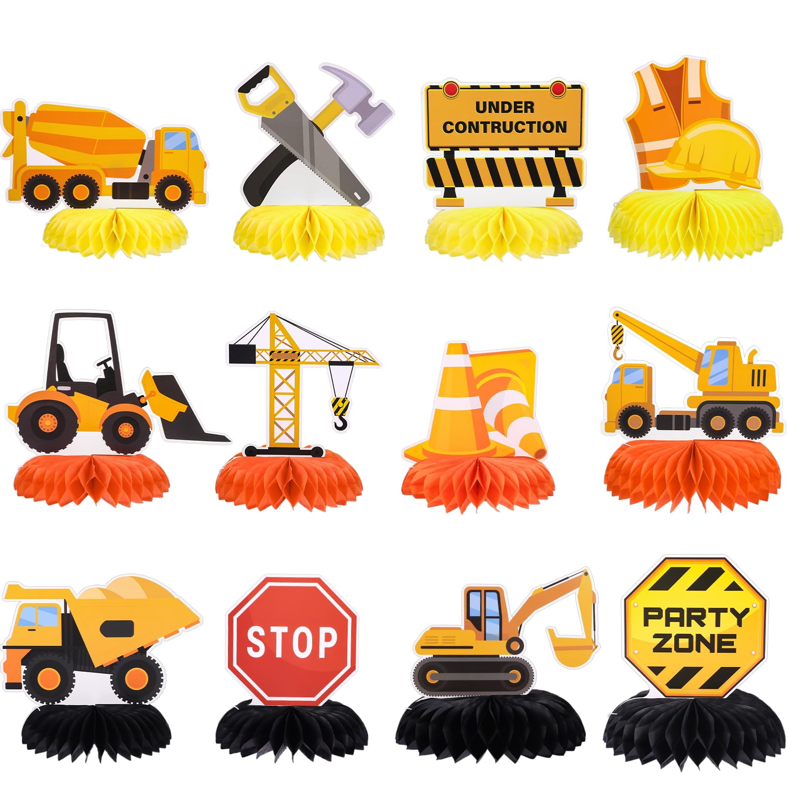 12 Pieces Construction Birthday STF9 Party Supplies Construction Table ...
