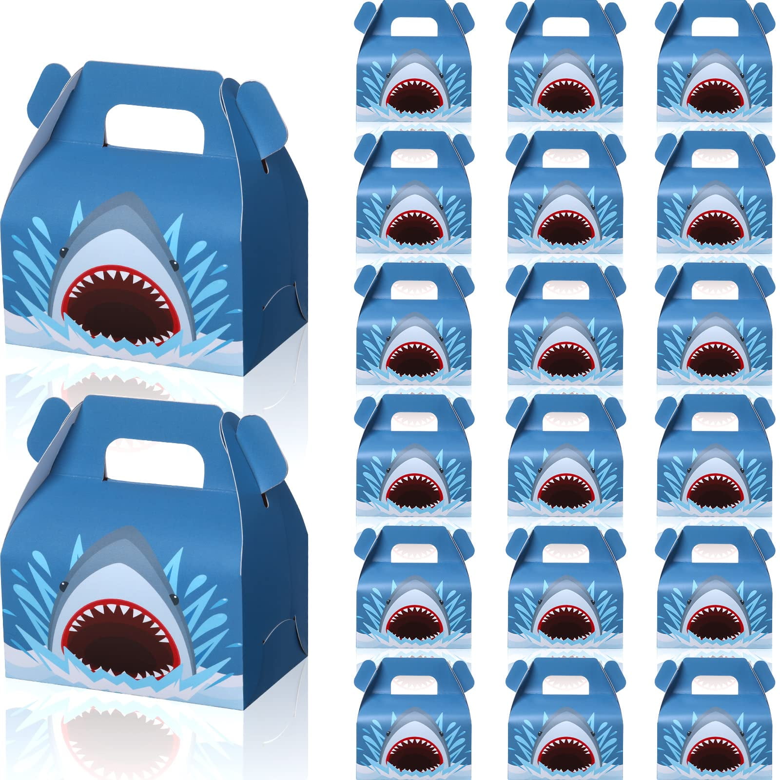 12 Pieces Cute Shark Party Candy Bags Shark Goodie Bags Shark Paper Bag ...