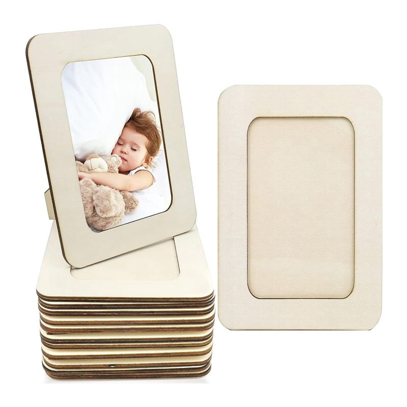 12 Pieces DIY Wood Picture Frames Unfinished Solid Wood Photo Picture ...