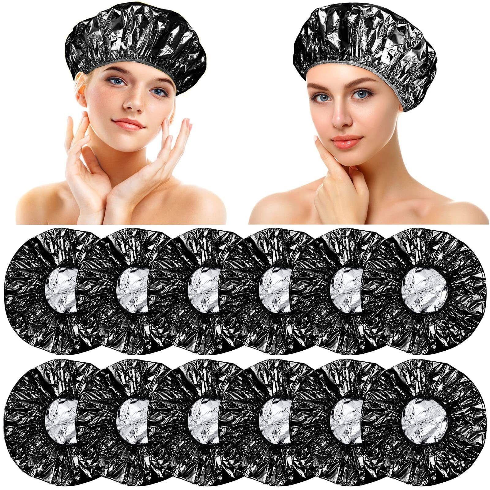 12 Pieces Deep Conditioning Caps Aluminum Foil Reusable Hair Processing ...