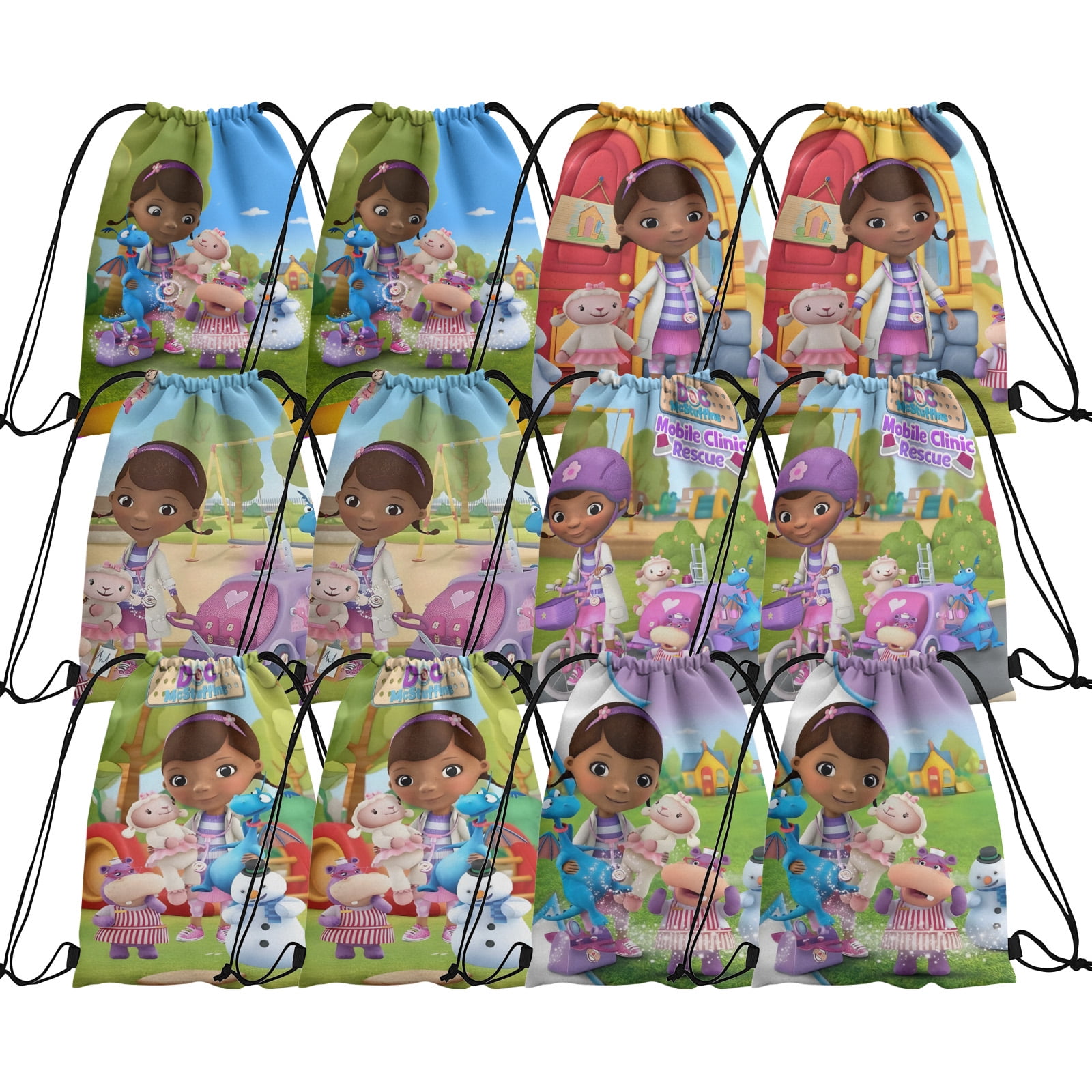 12 Pieces Doc Mcstufins Candy Drawstring Bag, Drawstring Goodie Favor ...