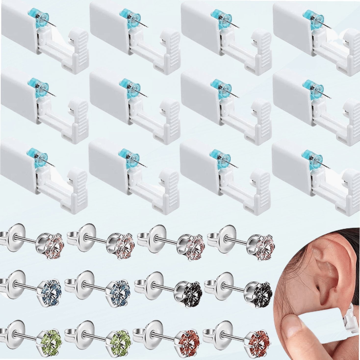 12 Pieces Ear Piercing Kit Disposable Nose Piercing Gun Portable at ...