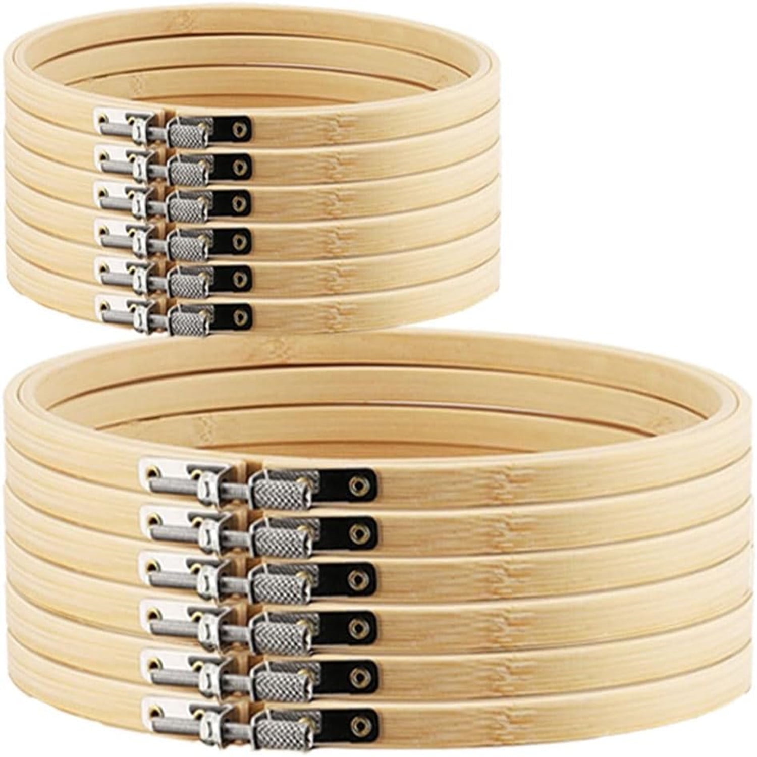 12 Pieces Embroidery Hoops, Bamboo Frame Circle Cross Stitch Hoop Ring ...