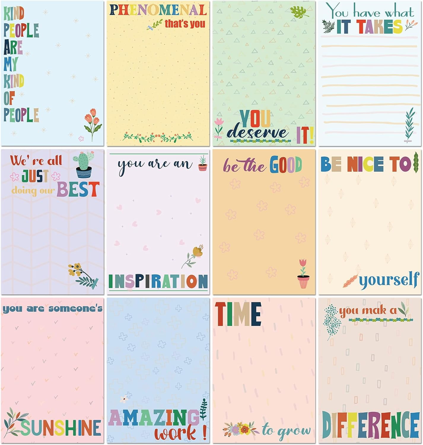 12 Pieces Empowering Sticky Note Pads 3" x 4" Motivational Educator ...