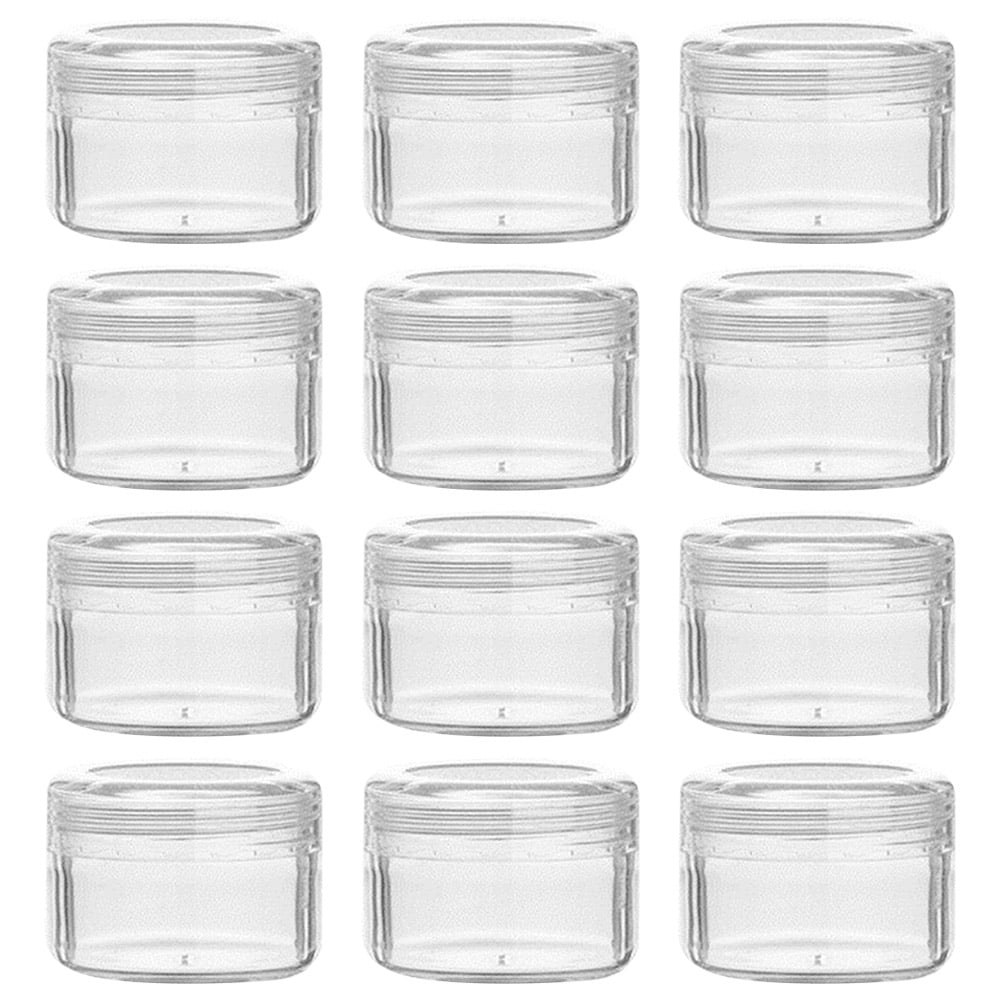 12 Pieces Empty Clear Plastic Pot Jars with Lids Round Cosmetic Sample ...