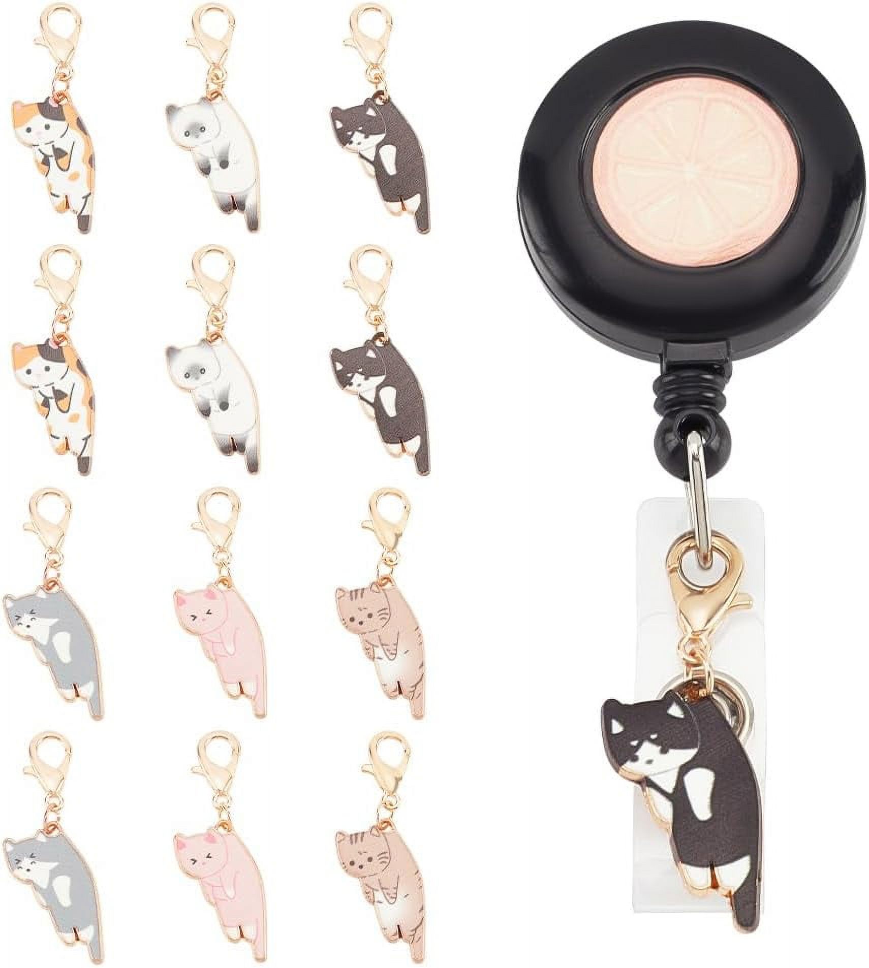 12 Pieces Enamel Badge Reel Charm Student Nurse Teacher 6 Colors Cat ...