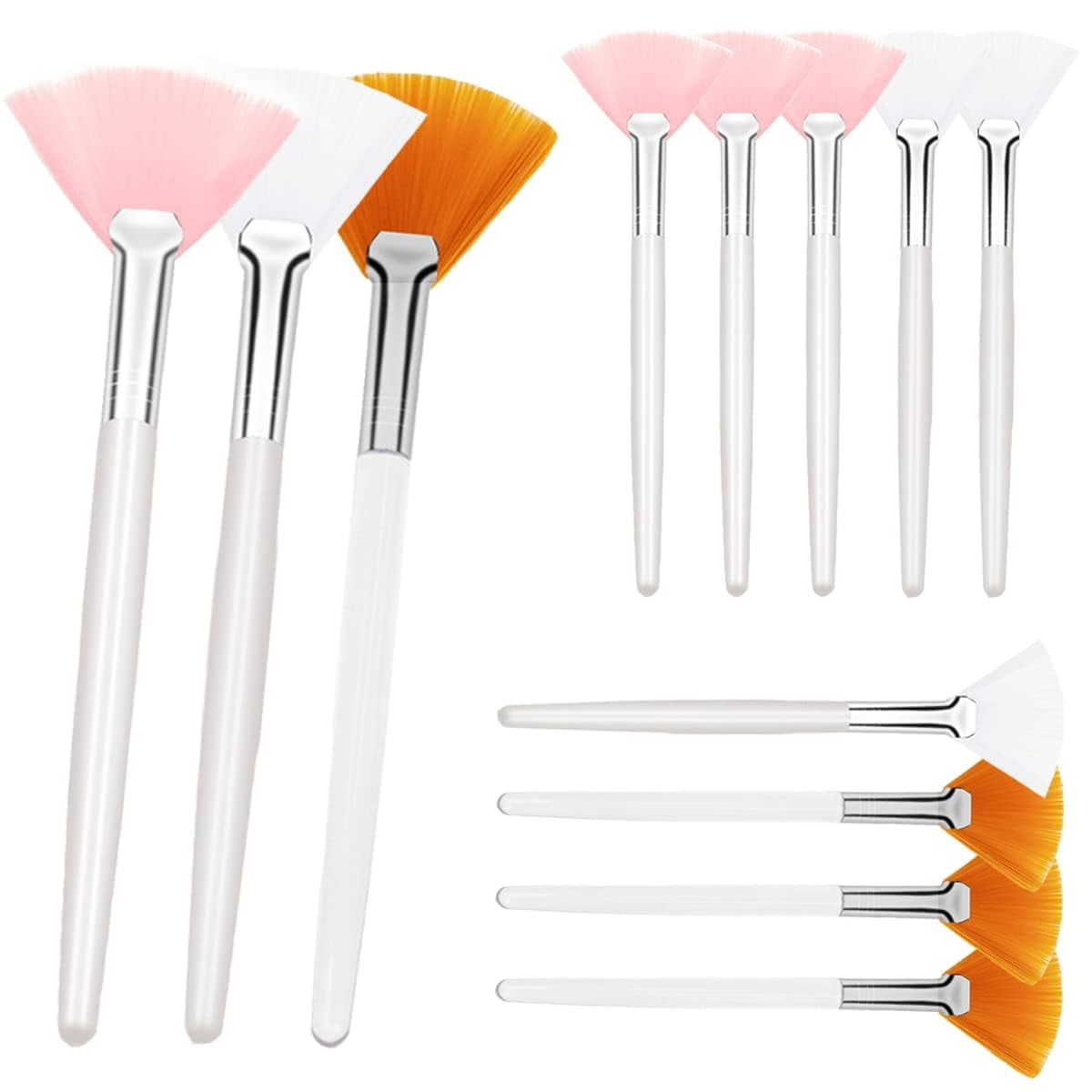 12 Pieces Fan-shaped Face SSF20 Brushes, Soft Makeup Mask Applicator ...