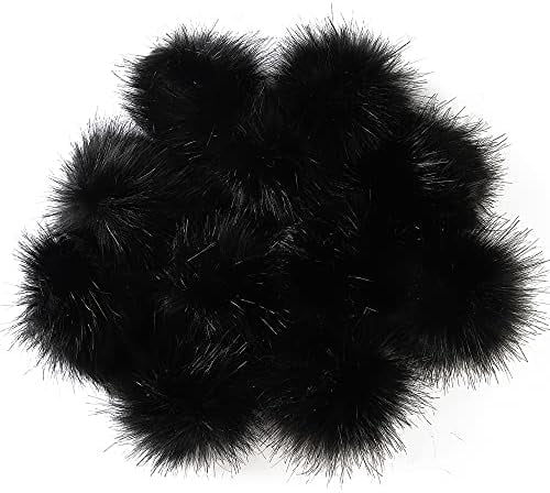 12 Pieces Faux Fur Pom Pom Balls Fur Fluffy Pompom Ball with Elastic ...