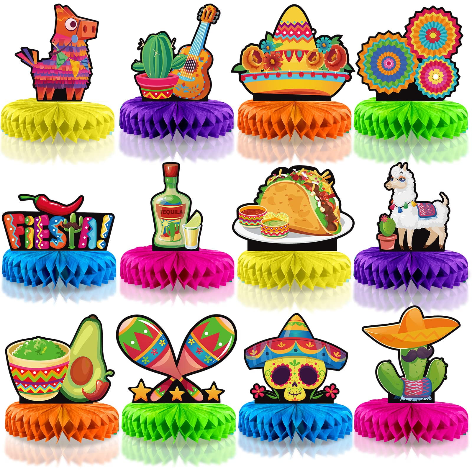 12 Pieces Fiesta Honeycomb Table Centerpiece, Cinco De Mayo Party Table ...