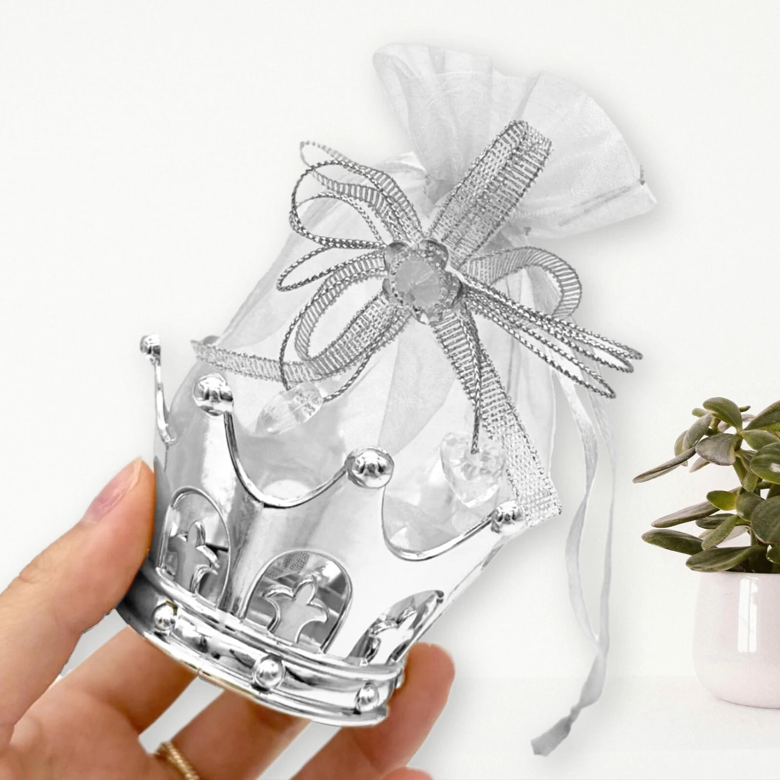 12 Pieces Fillable Silver Crown With Flower Pouch Party Favor - Walmart.com