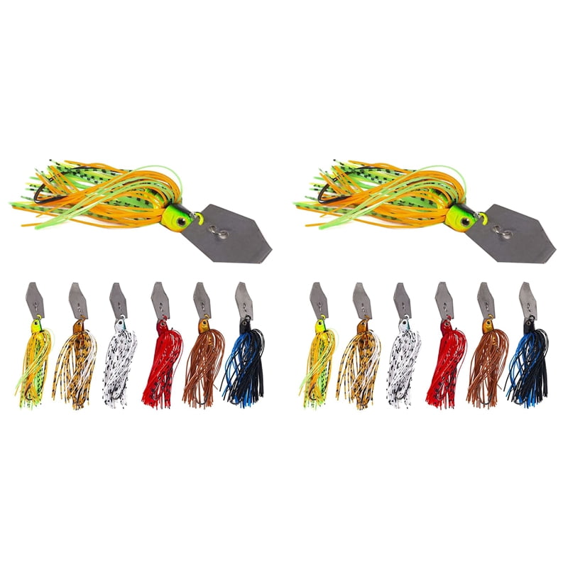 12 Pieces Fishing Lures,Baits Spinner Swim Flipping Bladed Jigs ...